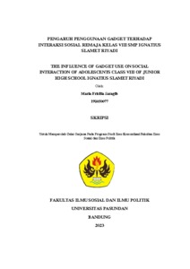 PENGARUH PENGGUNAAN GADGET TERHADAP INTERAKSI SOSIAL REMAJA KELAS VIII SMP IGNATIUS SLAMET ...